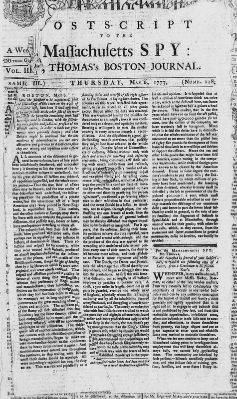 The Massachusetts Spy, or, Thomas's Boston Journal. May 06, 1773 ...