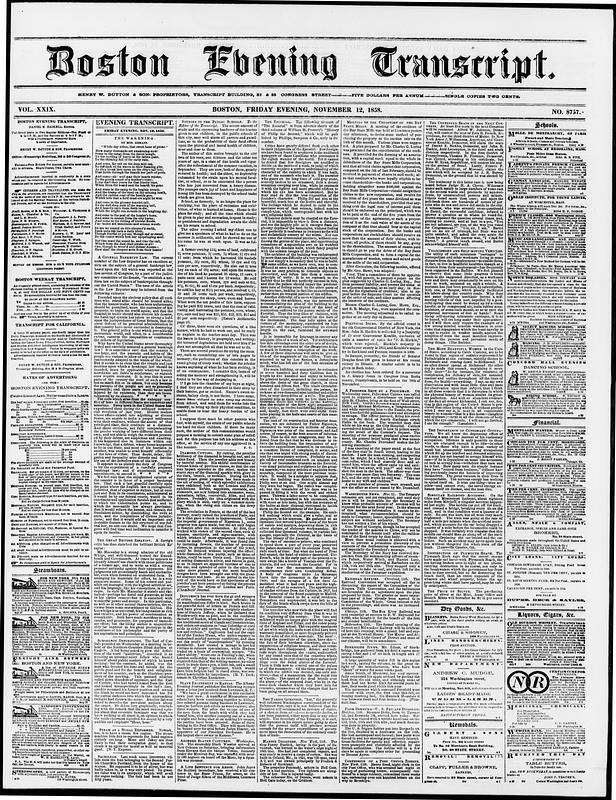 Boston Evening Transcript. November 12, 1858 - Digital Commonwealth