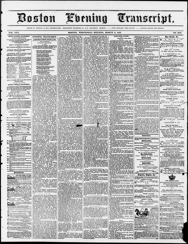 Boston Evening Transcript. March 02, 1859 - Digital Commonwealth
