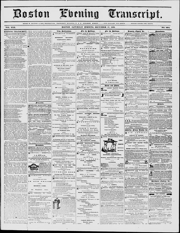 Boston Evening Transcript. December 17, 1859 - Digital Commonwealth