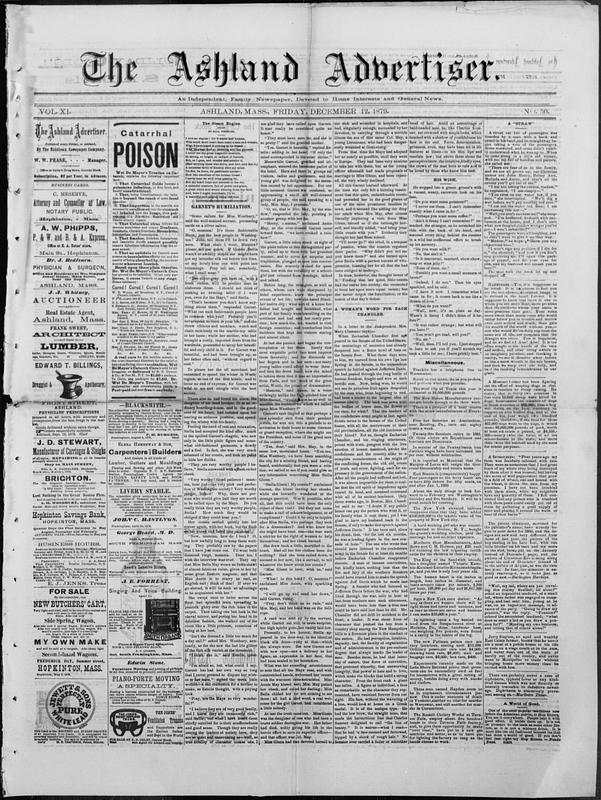 The Ashland Advertiser. December 12, 1879 - Digital Commonwealth