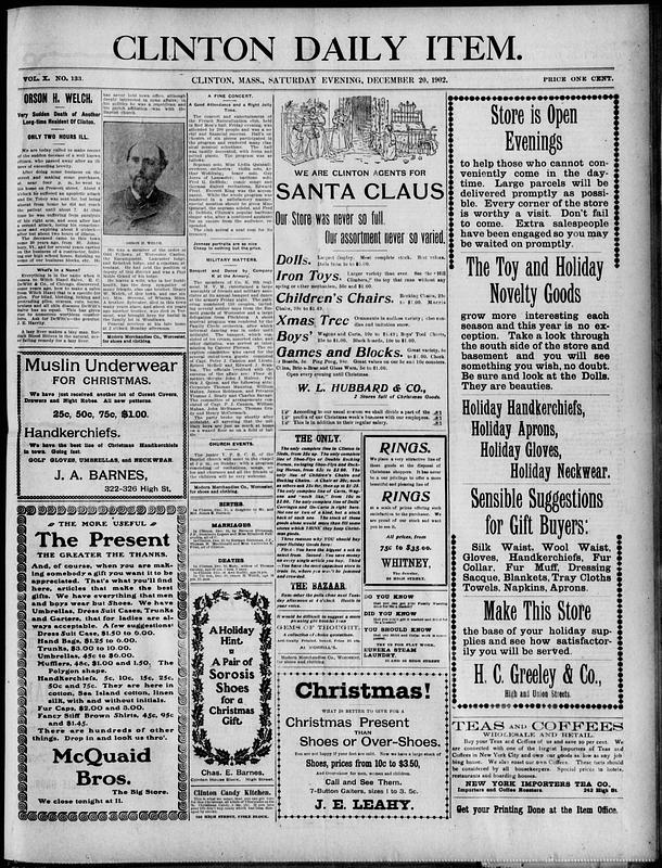 Clinton Daily Item. December 20, 1902 - Digital Commonwealth