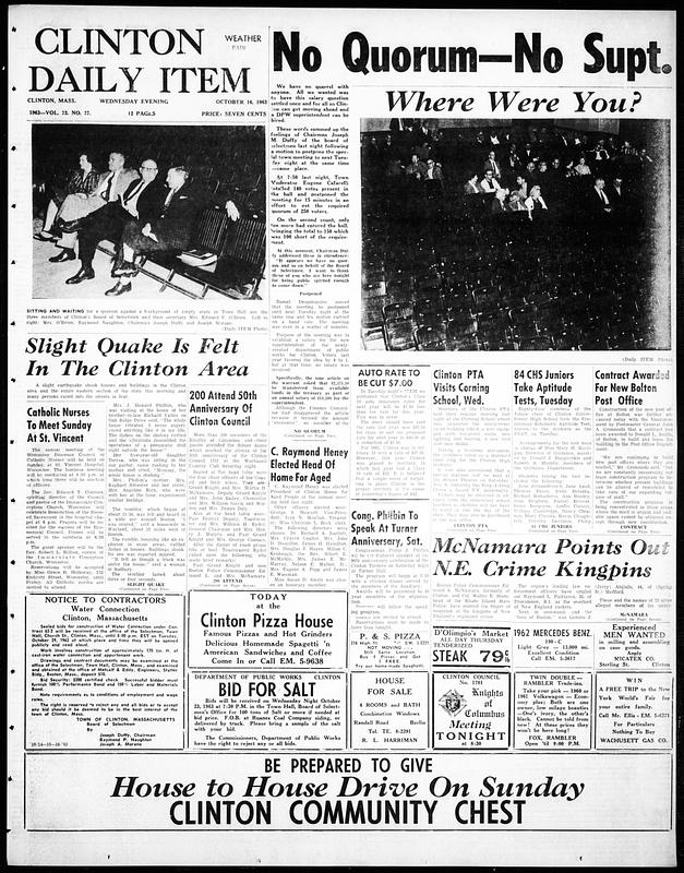 Clinton Daily Item. October 16, 1963 - Digital Commonwealth
