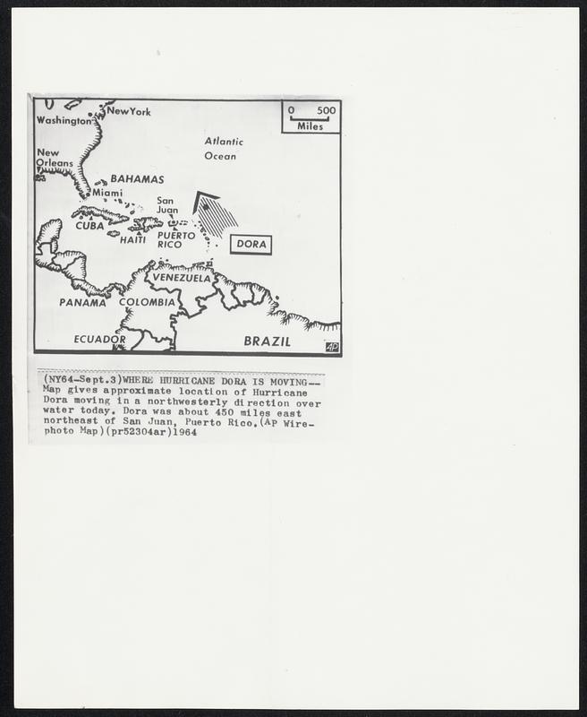 Where Hurricane Dora is Moving--Map gives approximate location of ...