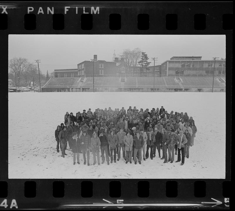 Senior class group in stadium - Digital Commonwealth