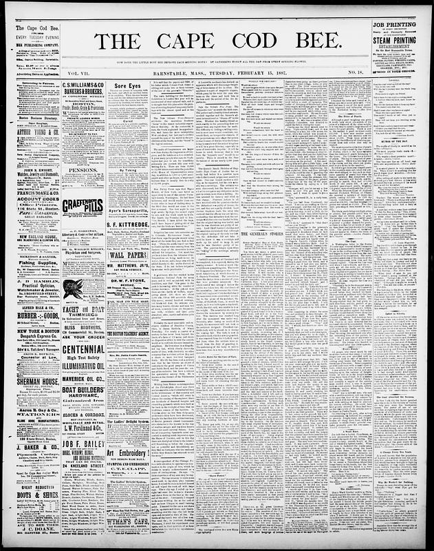 The Cape Cod Bee. February 15, 1887 - Digital Commonwealth