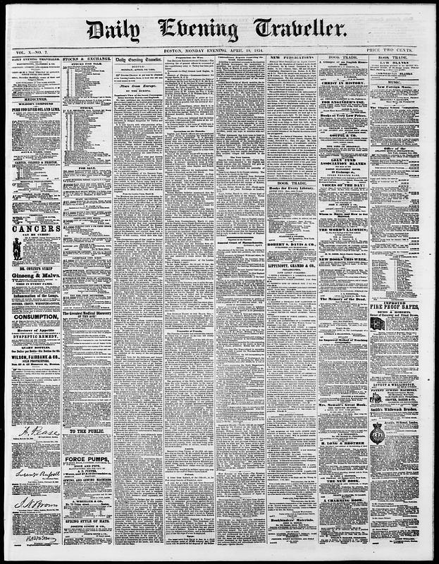 Daily Evening Traveller. April 10, 1854 - Digital Commonwealth