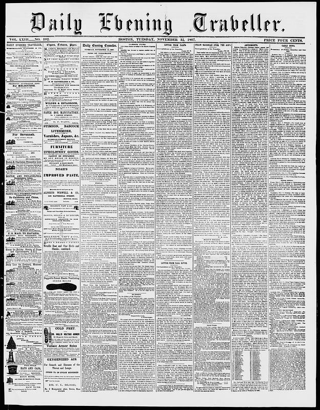 Daily Evening Traveller. November 12, 1867 - Digital Commonwealth
