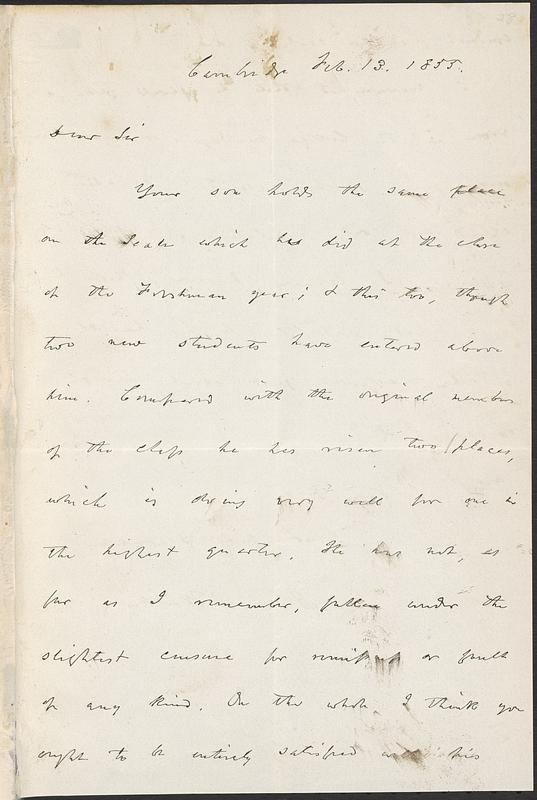 Letter from James Walker to Zadoc Long, February 13, 1855 - Digital ...