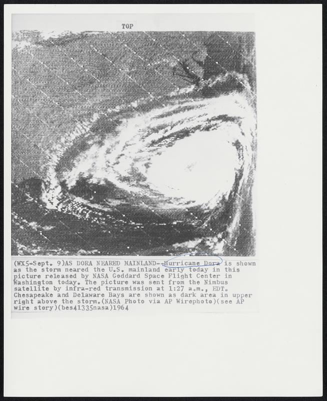 As Dora Neared Mainland--Hurricane Dora is shown as the storm neared ...