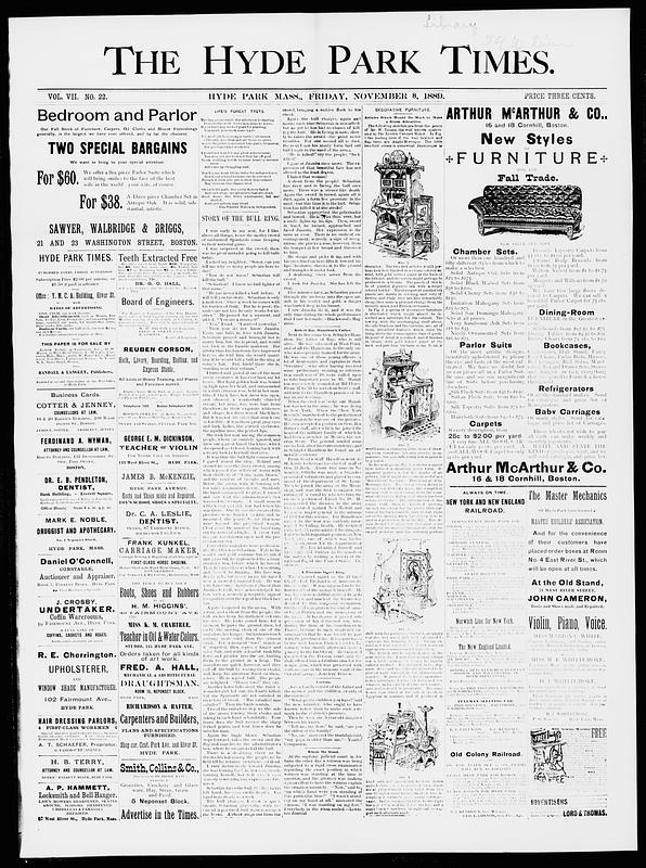 The Hyde Park Times. November 08, 1889 - Digital Commonwealth
