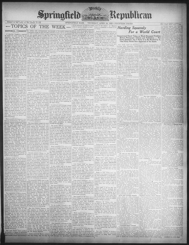 Springfield Weekly Republican. April 26, 1923 - Digital Commonwealth
