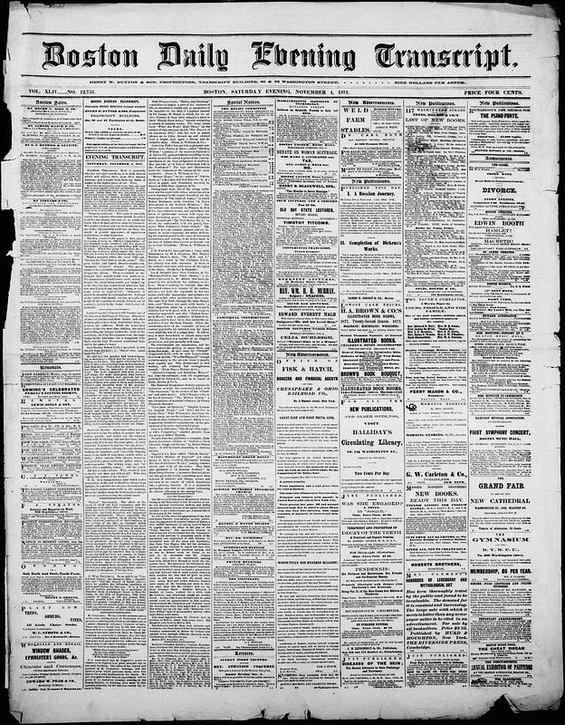 Boston Daily Evening Transcript. November 04, 1871 - Digital Commonwealth