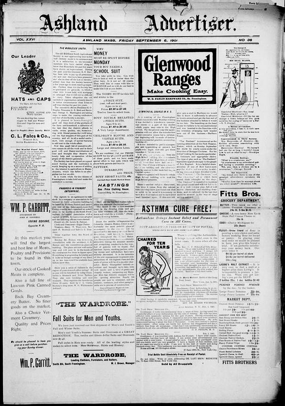 The Ashland Advertiser. September 06, 1901 - Digital Commonwealth