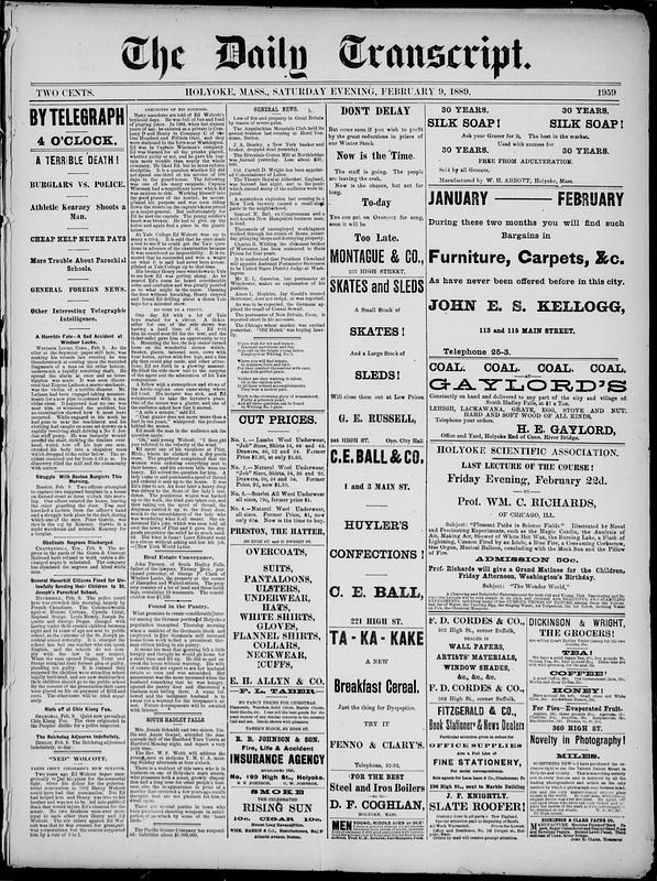 The Daily Transcript. February 09, 1889 - Digital Commonwealth