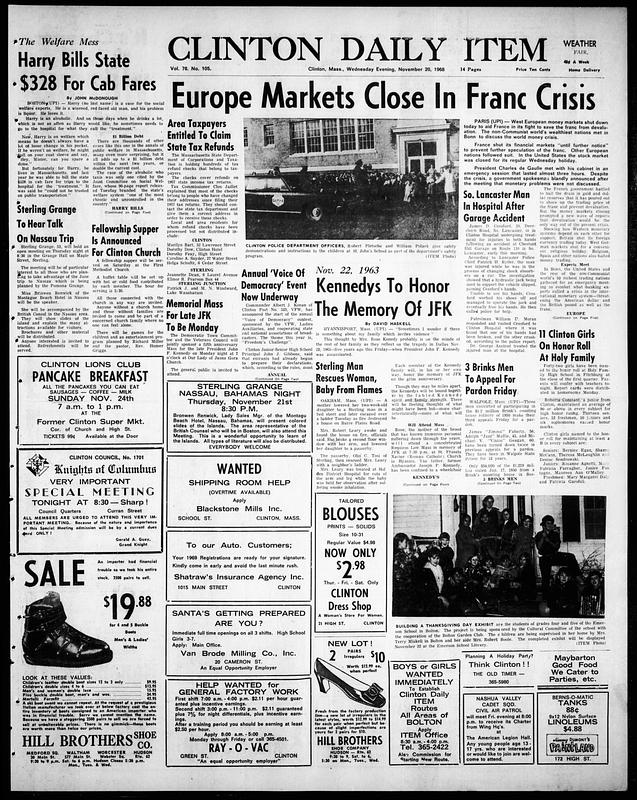 Clinton Daily Item. November 20, 1968 - Digital Commonwealth