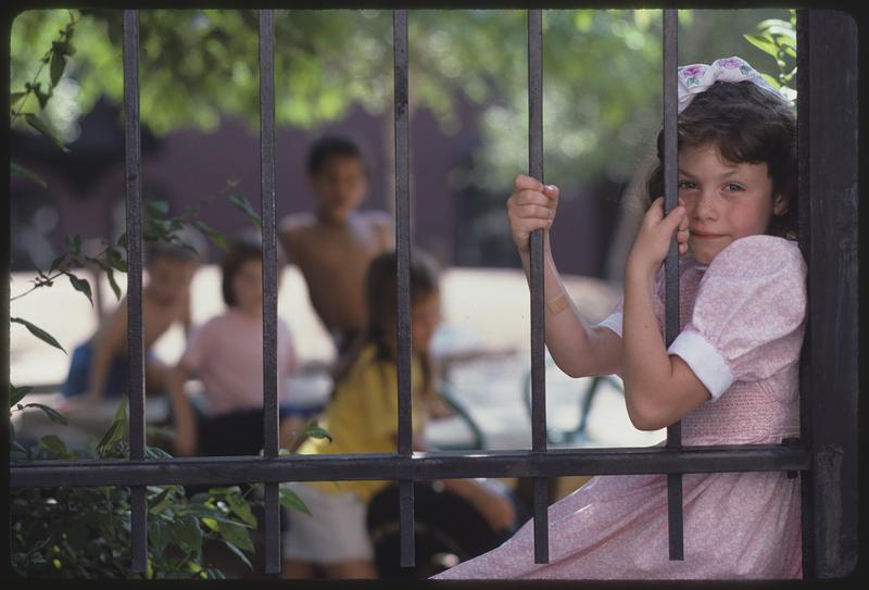 Boston, Back Bay, recess, school girl - Digital Commonwealth