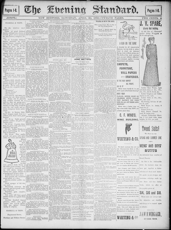Evening Standard. April 30, 1892 - Digital Commonwealth