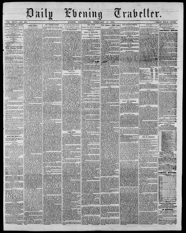 Daily Evening Traveller. February 08, 1871 - Digital Commonwealth