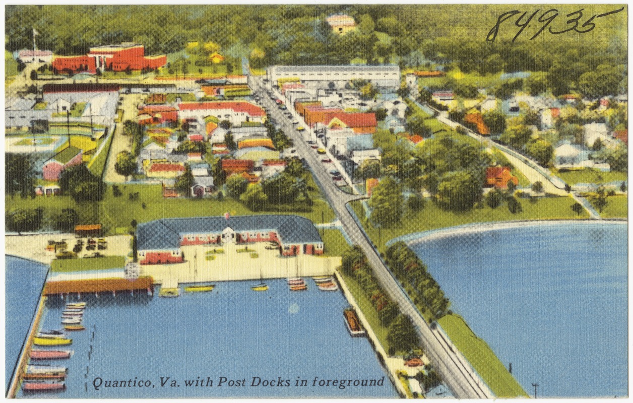 Quantico, Va. with post docks in foreground - Digital Commonwealth