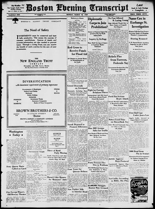 Boston Evening Transcript. March 18, 1929 - Digital Commonwealth