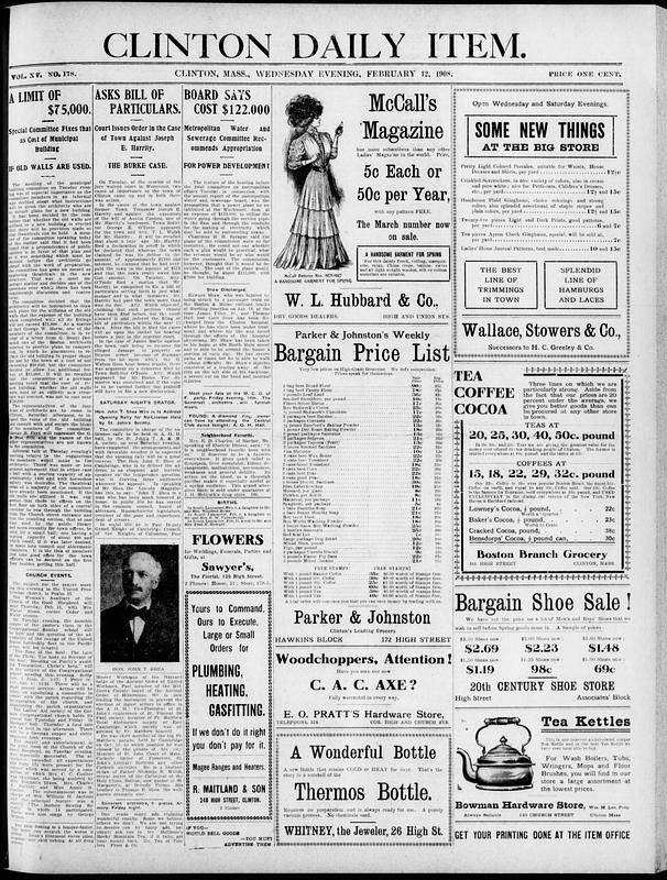 Clinton Daily Item. February 12, 1908 - Digital Commonwealth