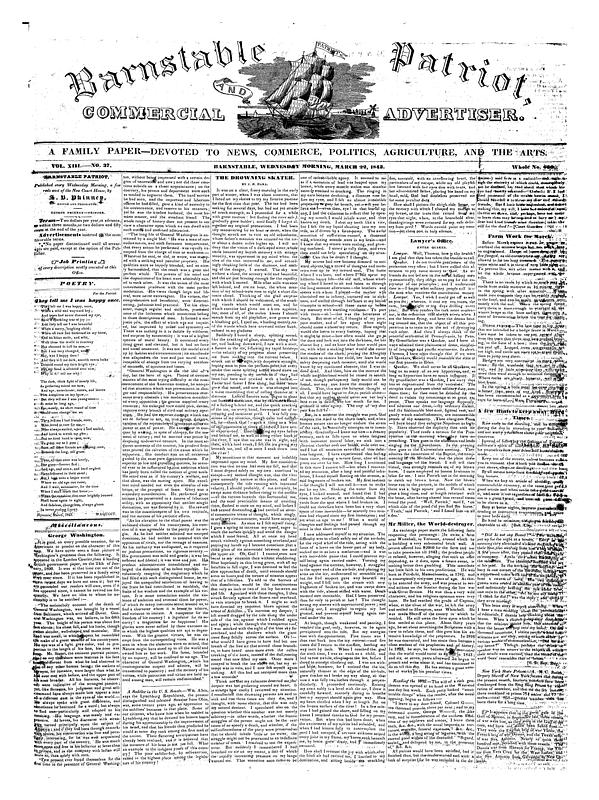 Barnstable Patriot, and Commercial Advertiser. March 22, 1843 - Digital ...