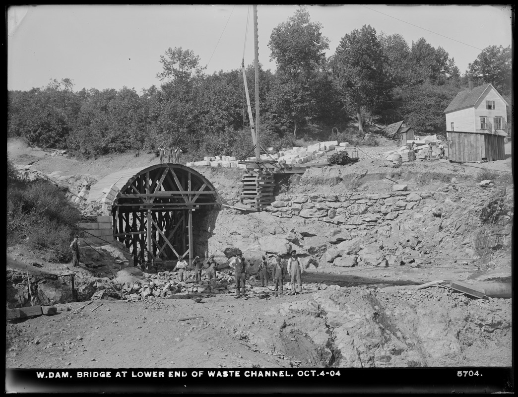 Wachusett Dam, highway bridge at lower end of waste channel, Clinton ...