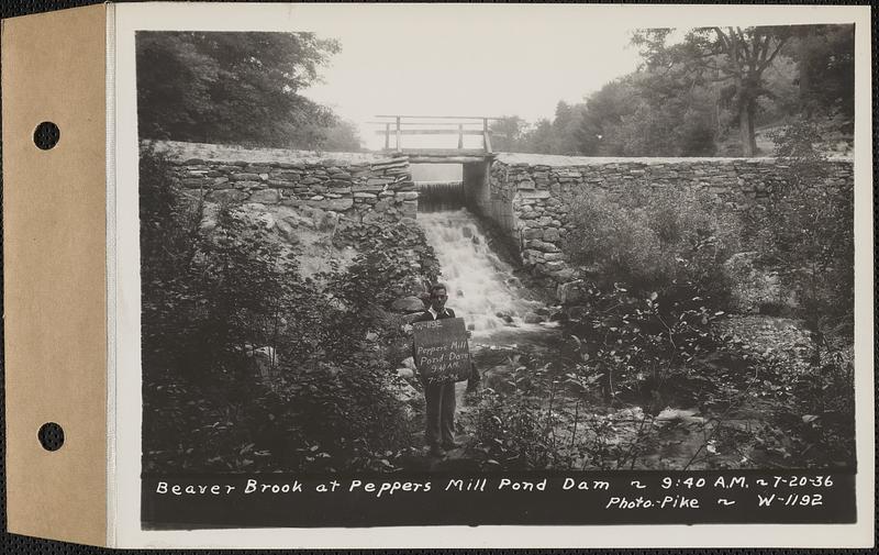 Beaver Brook at Pepper's mill pond dam, Ware, Mass., 9:40 AM, Jul. 20 ...