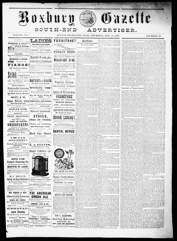 Roxbury Gazette and South End Advertiser. October 11, 1877 - Digital ...