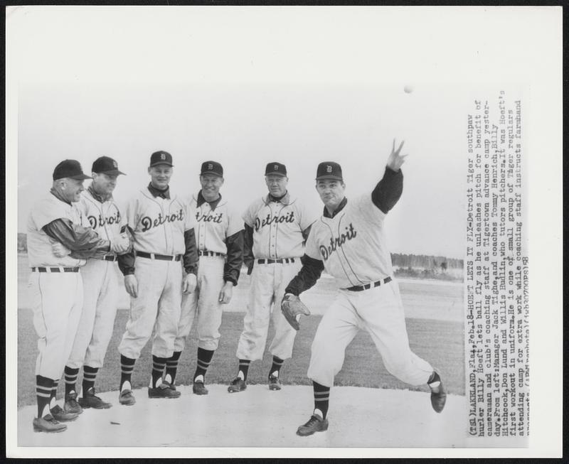 Hoeft Lets it Fly- Detroit Tiger southpaw hurler Billy Hoeft lets ball ...
