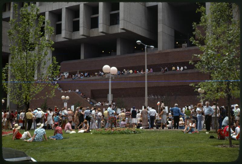 A group of people, Boston City Hall - Digital Commonwealth