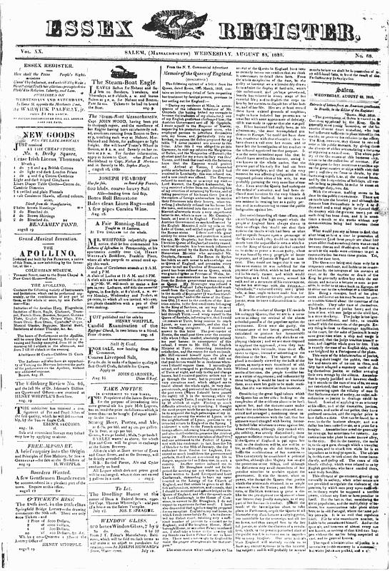 Essex Register. August 23, 1820 - Digital Commonwealth