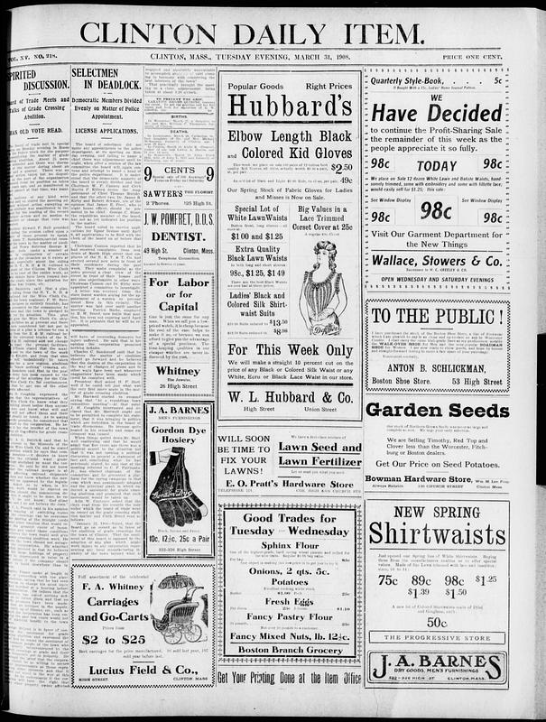 Clinton Daily Item. March 31, 1908 - Digital Commonwealth