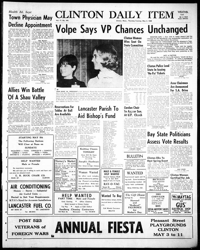 Clinton Daily Item. May 02, 1968 - Digital Commonwealth