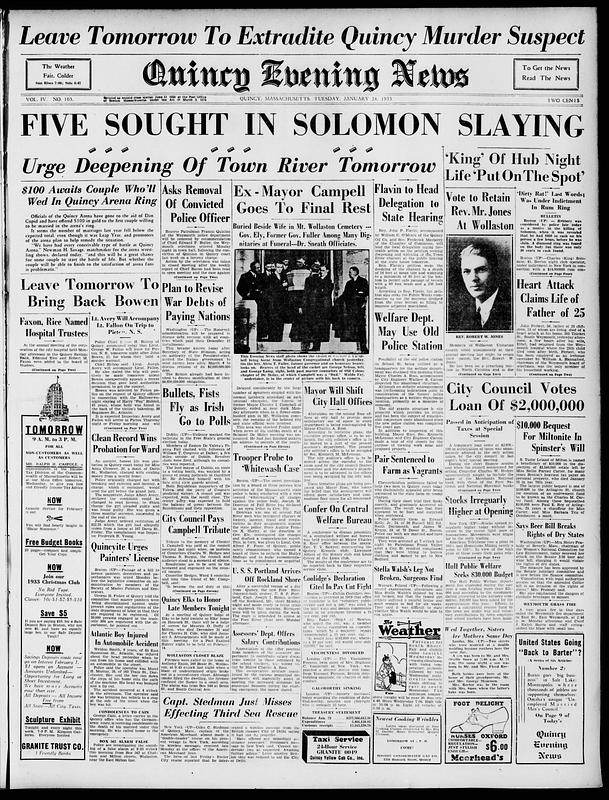 Quincy Evening News. January 24, 1933 - Digital Commonwealth