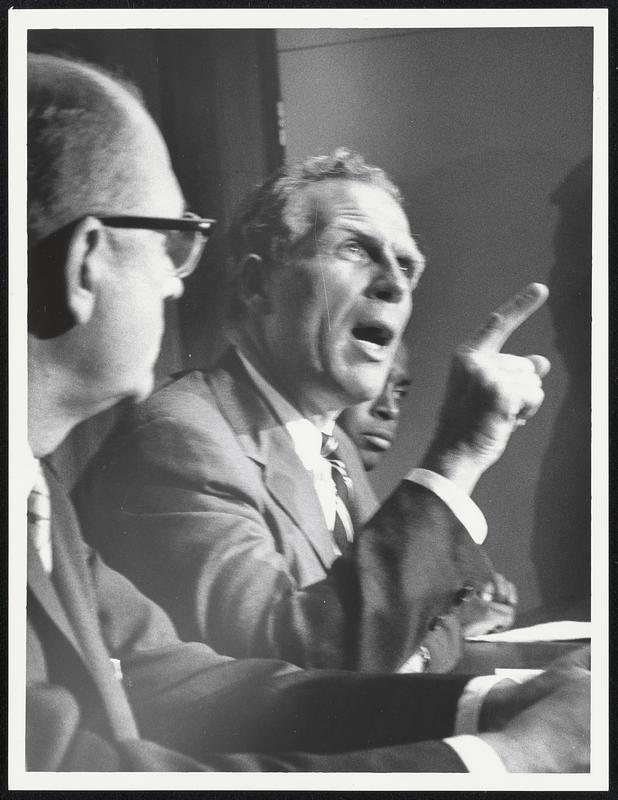 Press Conference for BCH. Mayor White in discussion in foreground Dr. A ...