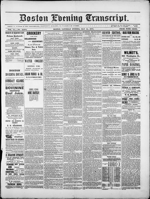 Boston Evening Transcript. May 11, 1878 - Digital Commonwealth