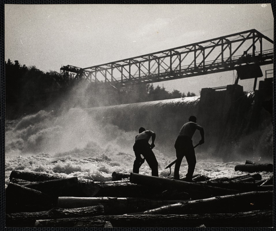 Maine log drive on the Saco River - Digital Commonwealth