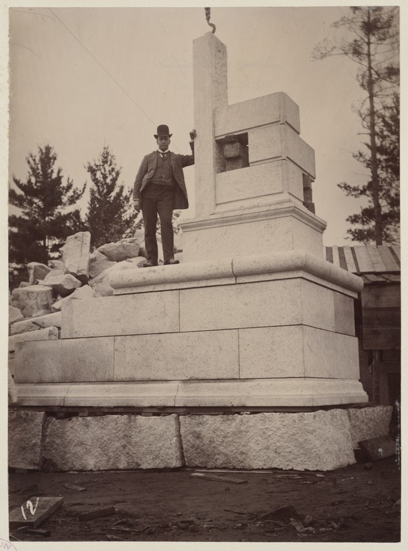 Mock-up of cornerstone for McKim Building assembled at Milford Quarry ...