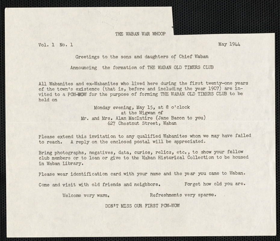 The Waban war whoop - Digital Commonwealth