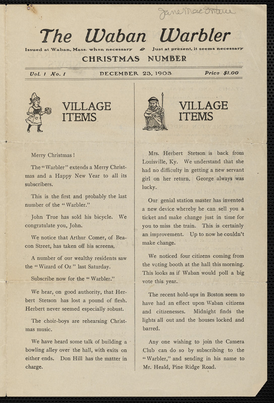 The Waban warbler - Digital Commonwealth