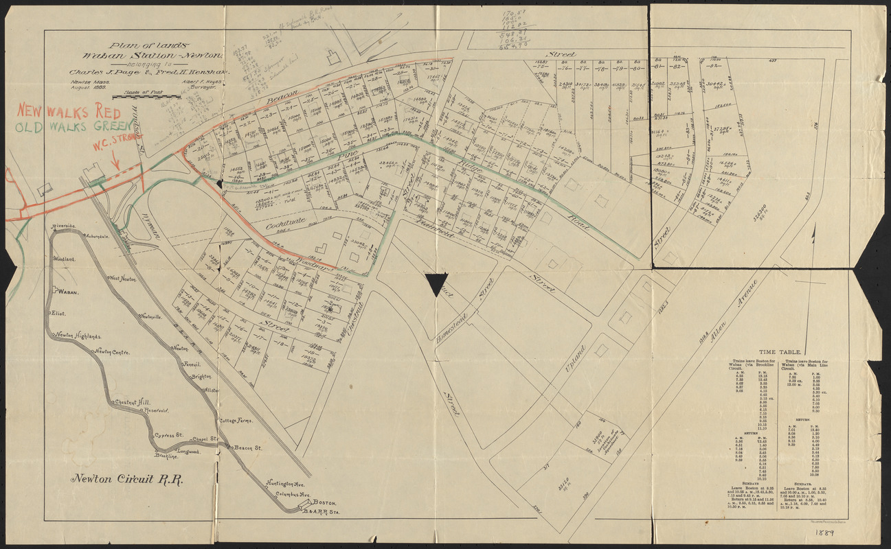 Plan of lands, Waban Station Newton, belonging to Charles J. Page ...