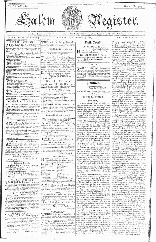 The Salem Register. October 17, 1805 - Digital Commonwealth