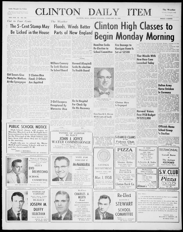 Clinton Daily Item. February 28, 1958 - Digital Commonwealth