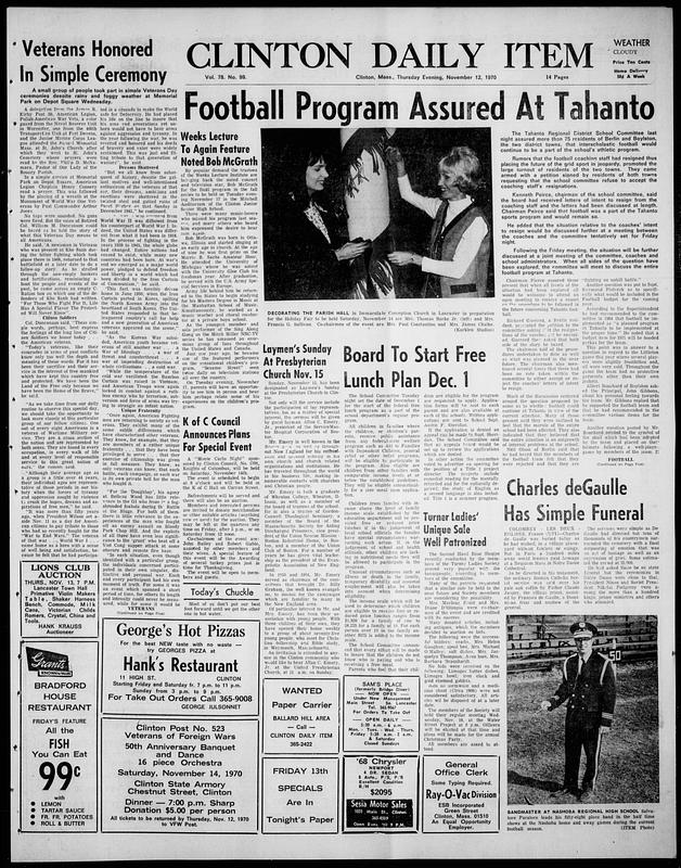 Clinton Daily Item. November 12, 1970 - Digital Commonwealth