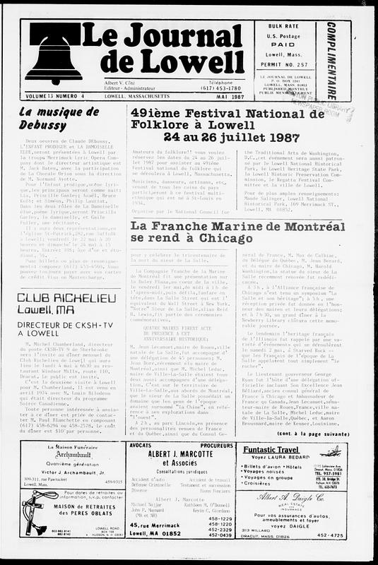 Le Journal de Lowell. May 01, 1987 - Digital Commonwealth