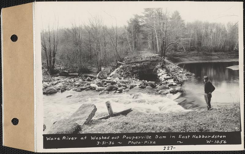 Ware River at washed out Pouperville dam, East Hubbardston, Mass., Mar ...