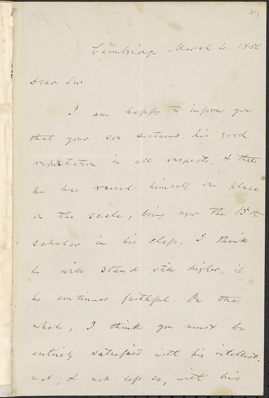 Letter from James Walker to Zadoc Long, March 4, 1856 - Digital ...