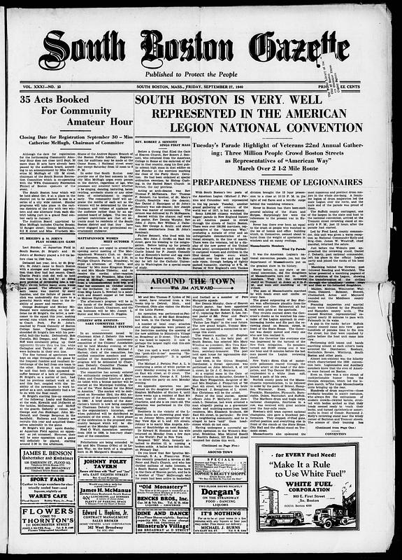 South Boston Gazette. September 27, 1940 - Digital Commonwealth